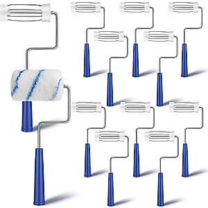 Leumoi 12 Pcs 4 Inch Paint Roller Frame 5 Wire Galvanized Steel 4 Inch Roller Frame Handle House Painting Supplies for Home Walls Ceiling Small Areas Edges and Corners, Blue