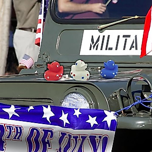 4E's Novelty Patriotic Rubber Ducks (24 Pack) Bulk 2" - 4th of July Party Favors, Patriotic Party Supplies Gifts toys for Kids Adults Fourth of July, Jeep Ducking