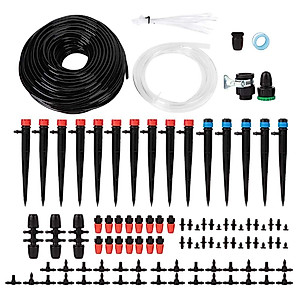 Oumefar 40m Drip Irrigation System Automatic Irrigation Plastic Watering System 4/7 Hose Set Drip Irrigation System Kit Sprinkler System for Garden Watering
