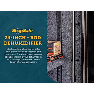 SnapSafe Gun Safe Dehumidifier Rod 24 Inch, Black, 75905 -Maintenance-Free Plug-In Electric Dehumidifier Eliminates Moisture for Gun Safes & Cabinets to Help Prevent Rust & Corrosion in Your Gun Vault