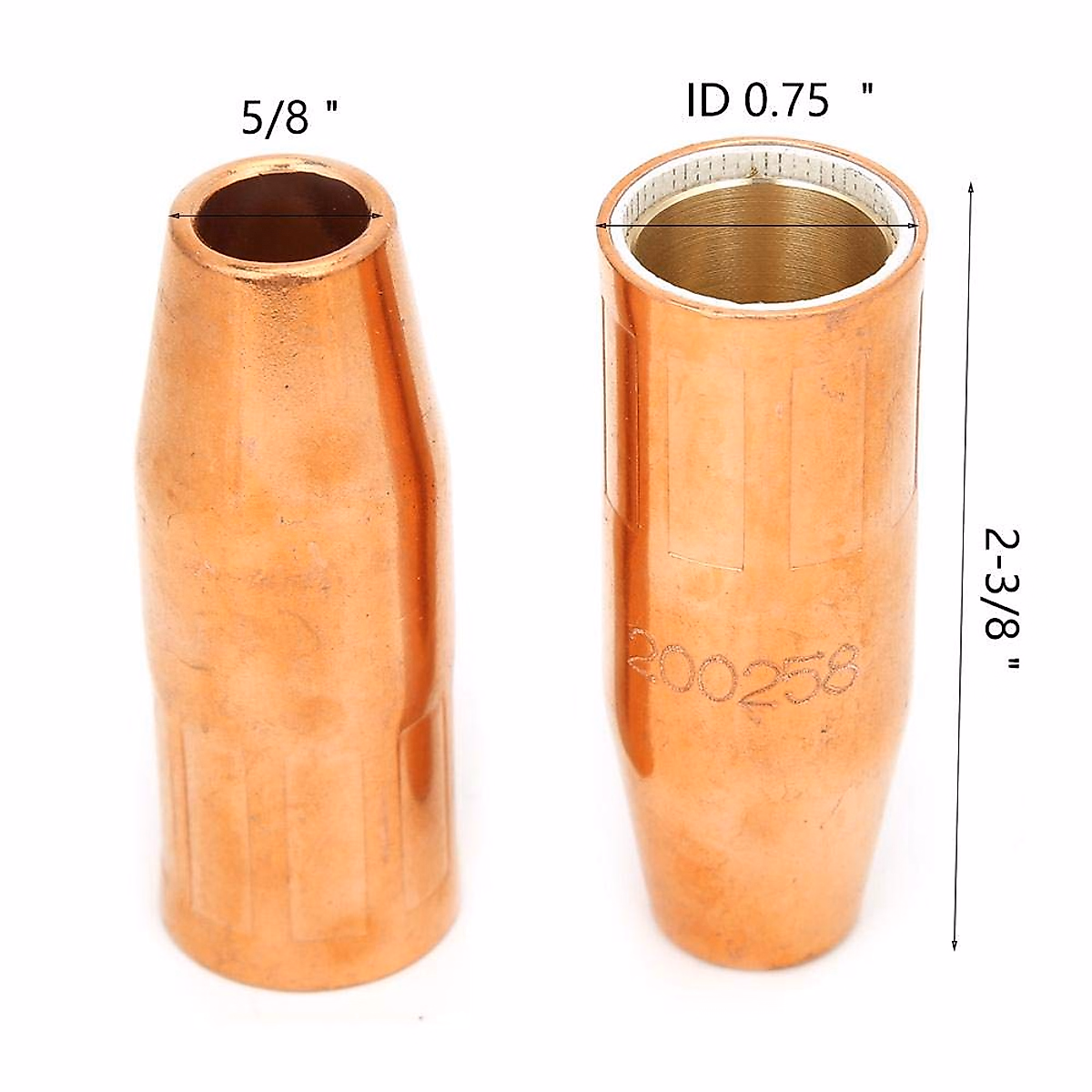 2pcs 200258 MIG Welding Nozzles 1/2" Recessed Tip Fit for Miller M25 M40 Hobart Gun