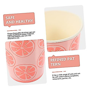 IFANLANDOR 8Pcs Lemon Paper Cups fruit party supplies tableware espresso paper cups hot coffee paper cups vasos para cafe desechables paper drinking cups lemon cups gold leaf Disposable