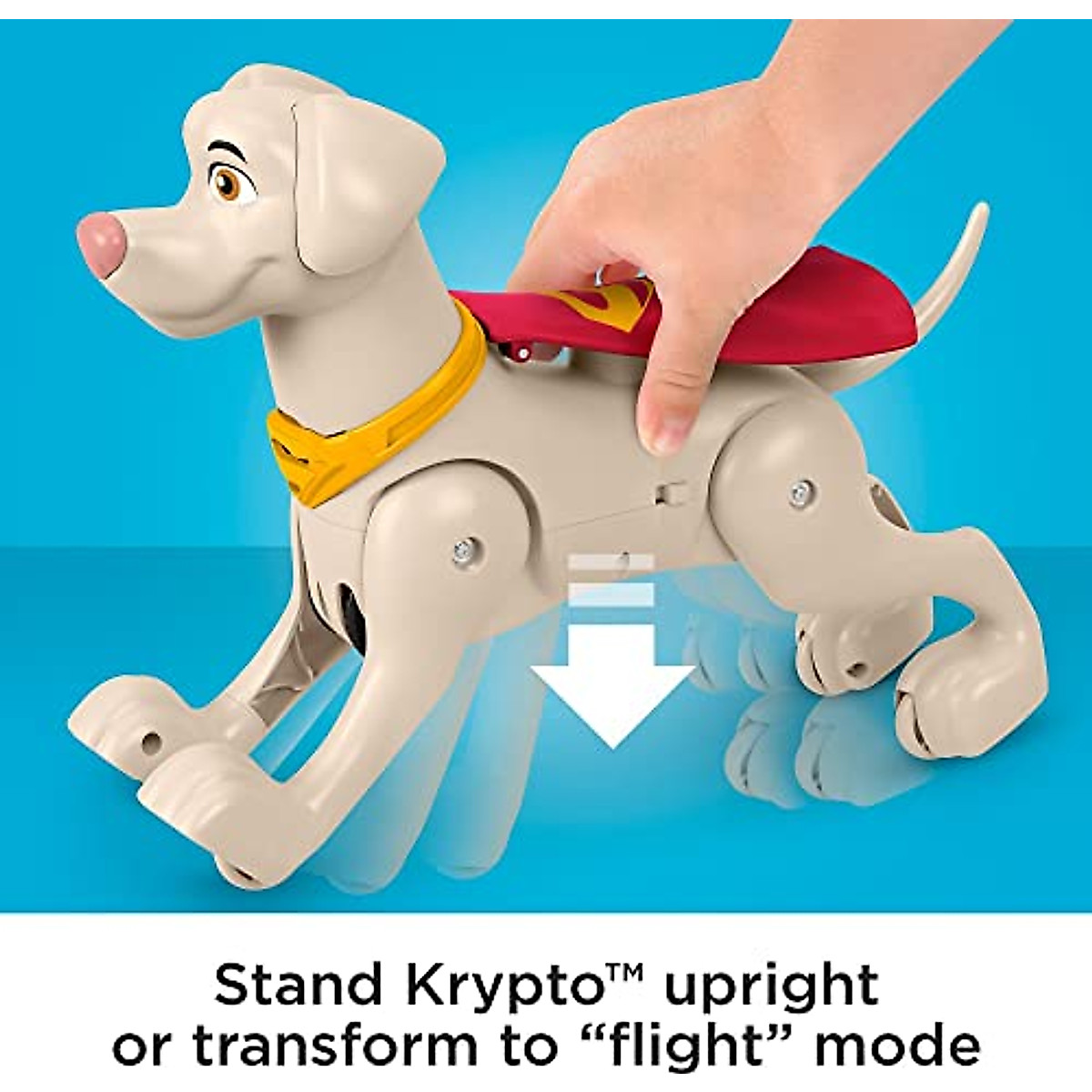 Fisher-Price DC League of Super-Pets Krypto Toy, 14 inches long, Authentic Movie Figure with Sounds Phrases & Motorized Motion, Rev & Rescue, for 3 years and up