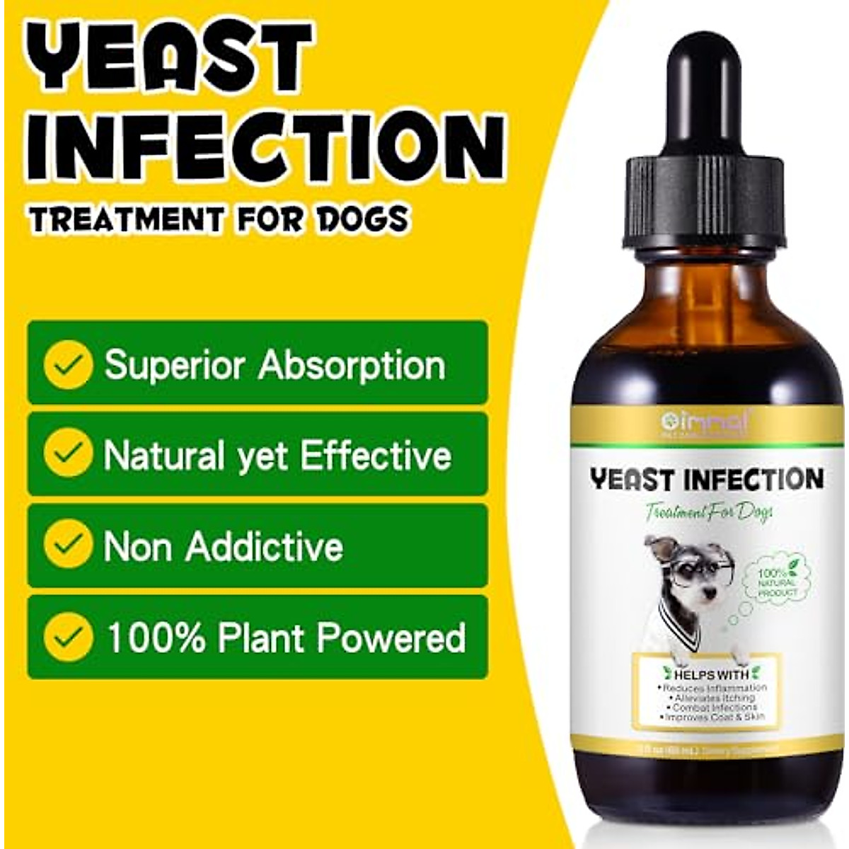Dog Yeast Infection Treatment, 4 Fl Oz Natural Yeast Infection Treatment for Dogs Supports Dog Skin Itch Relief, Dog Ear Infection & Allergy Relief, Pet Supplies Dog Ear Care, Bacon Flavor - 2 x 60ml