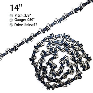 Opuladuo 2PC 14" Chainsaw Chain 3/8" LP 050" 52DL Fit for Portland Harbor Freight 64497 64498 67255 58949