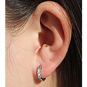 Silver Earrings Cubic Zirconia Small Hoops Stainless Steel Huggie Earrings 8mm Piercing Earrings Stainless Steel Small Hoops for Women