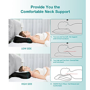 FAIORD Cervical Memory Foam Contour Pillows for Neck and Shoulder Pain, Adjustable Support Side Sleeper Pillows with Cooling Pillow Cases, Bed Pillow for Back Stomach Sleepers Black