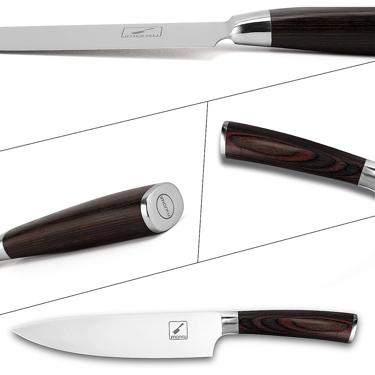 imarku Chef Knife - Pro Kitchen Knife 8 Inch Chef's Knives Japanese SUS440A Stainless Steel Sharp Paring Knife with Ergonomic Handle (Brown Handle)