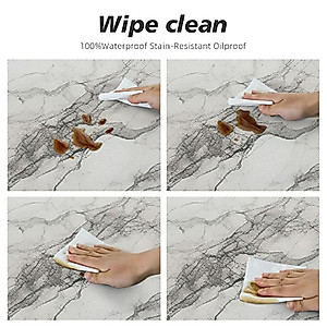 COMIO Marbled Table Cloth Round Cover with Elastic Waterproof,70inch, Vinyl with Flannel Backing, Banquet Tabl Cover； Picnic ；Outdoor