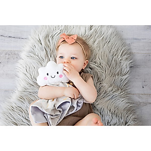 Pearhead Soft Cloud Lovey Snuggle Blanket, Newborn Infant and Toddler Security Toy, Stuffed Animal Plush Lovie for Baby Girl or Boy, White and Gray