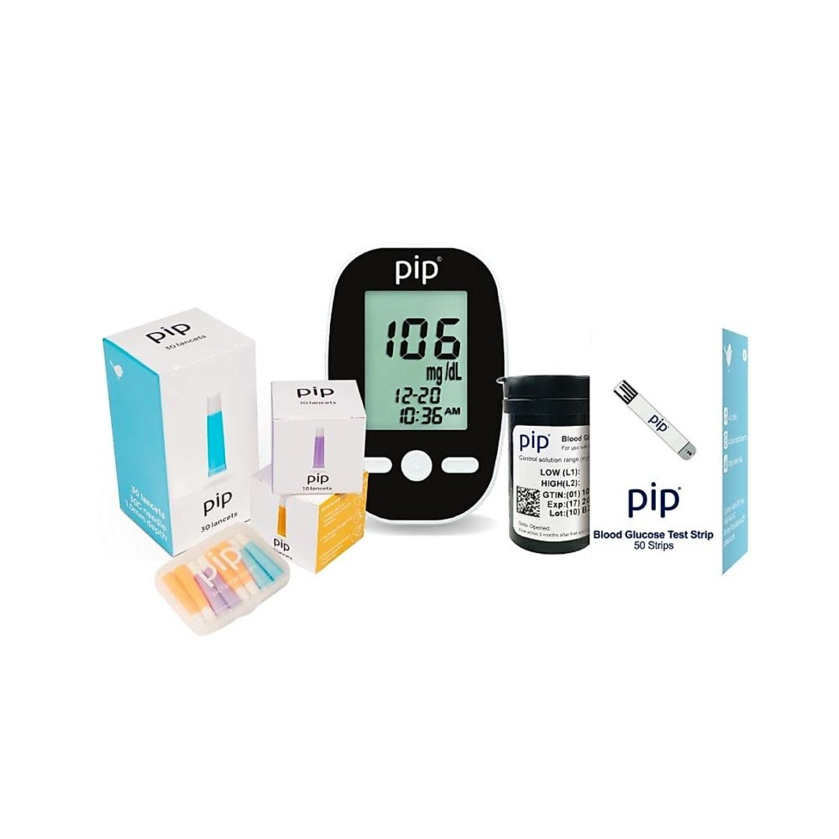 Pip Complete Kit | 1 Meter, 50 Test Strips, 50 Lancets