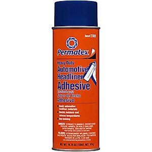 Permatex 27828 Body Shop Heavy Duty Headliner Adhesive, High-Strength Spray Adhesive, Repair Detached Or Loose Interior Parts, Dries Clear, Aerosol Can, 16.75 Oz