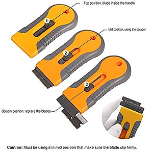 2PCS Razor Blade Scraper Glass Cooktop Scraper & Paint Scraper, Window Decal, Car Sticker and Glue Remover Razor Holder with 30 Extra Razor Blades