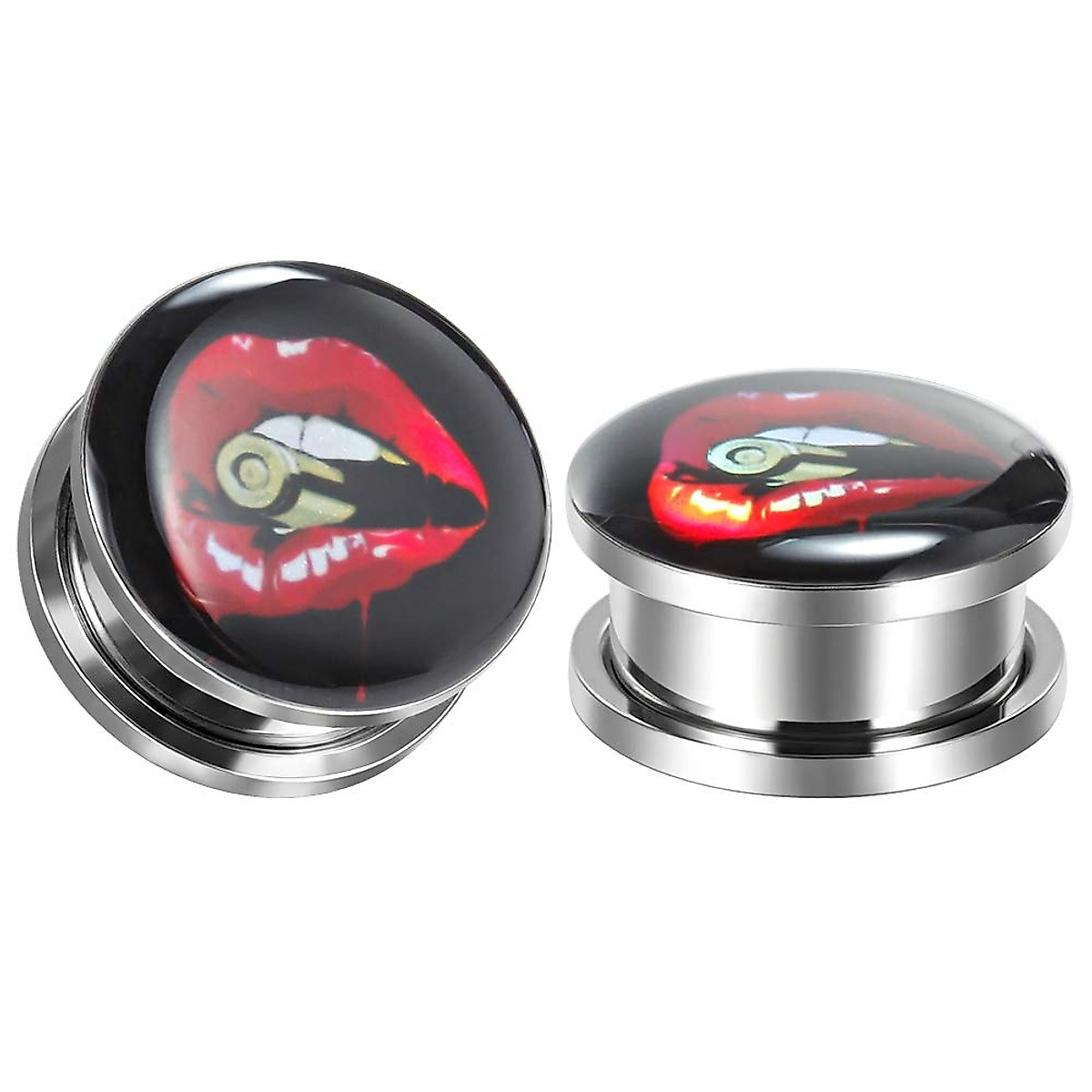 TBOSEN 8 Pcs Stainless Steel Screw Fit Epoxy Ear Plug Flesh Piercing Jewelry Ear Gauges 2g - 1-3/16 inch