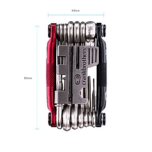 Crankbrothers Multi Tool M 20 Bike Tool - MTB Multi-Tool Black & Red - 20 bicycle tools (20 in 1 tool), ergonomic and lightweight