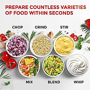 Mueller Ultra Prep Food Processor Chopper for Dicing, Grinding, Whipping and Pureeing – Mini Food Chopper Electric for Vegetables, Meat, Grains, Nuts and Whisk for Eggs and Cream