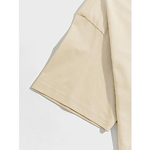 SOLY HUX Men's Graphic Letter Print Short Sleeve Tees Summer Casual Round Neck T Shirts Tops Beige S