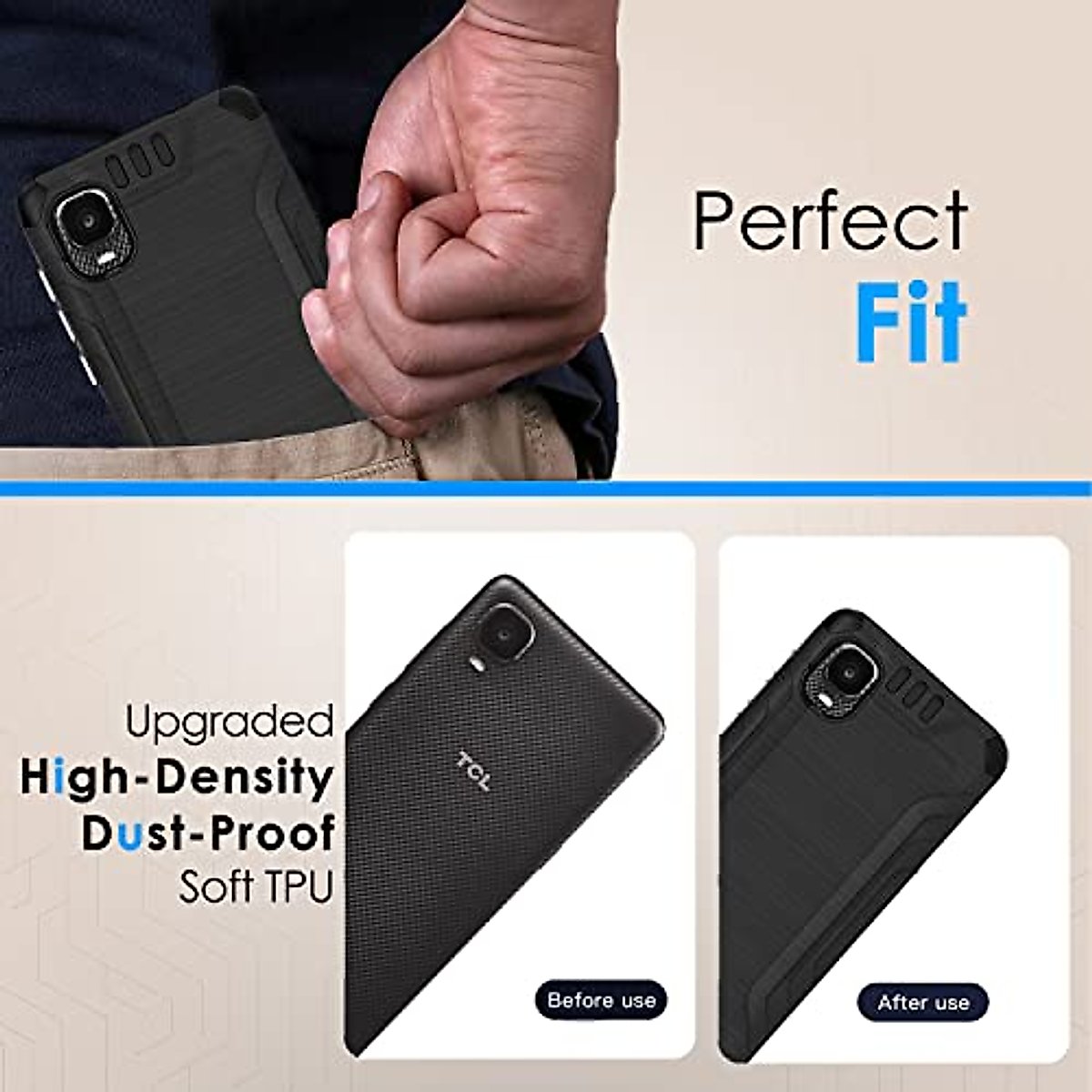 HRWireless Compatible for TCL A3 A509DL Phone Case 5.5" (Not for X Version), TCL A3 Case with Premium Original Minimalistic Design for Shock Absorption, Accidental Drop, Scratche, Hybrid Unisex Cover