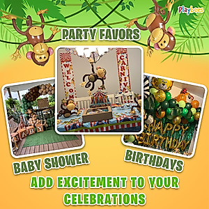 Playbees Large Inflatable Monkey 27" - 6 Pack Blow Up Animal Party Favors - Inflatables Jungle Decor, Monkeys for Baby Shower, Safari Birthday Kids & Toddlers Decorations, Kids Animal Party Supplies