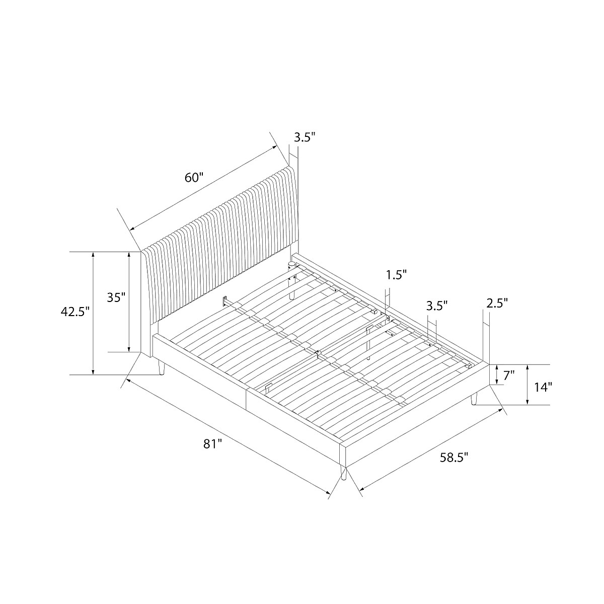 Mr. Kate Daphne Upholstered Bed with Headboard and Modern Platform Frame, Full, Light Gray Velvet