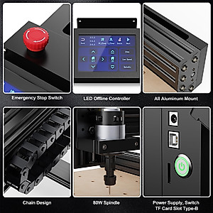 OUYANG CNC Router Machine, 3-Axis CNC Machine TTC 450 Working Area 18.1 x 18.1 x 3.1inch for Engraving, Cutting MDF, Acrylic, Solid Wood, Nylon, PCB, Carbon Fiberboard, etc