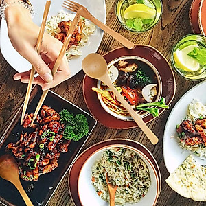 BambooMN Organic Reusable Bamboo Utensil Set 3 Spoons Fork Knife and Chopsticks - 2 Sets