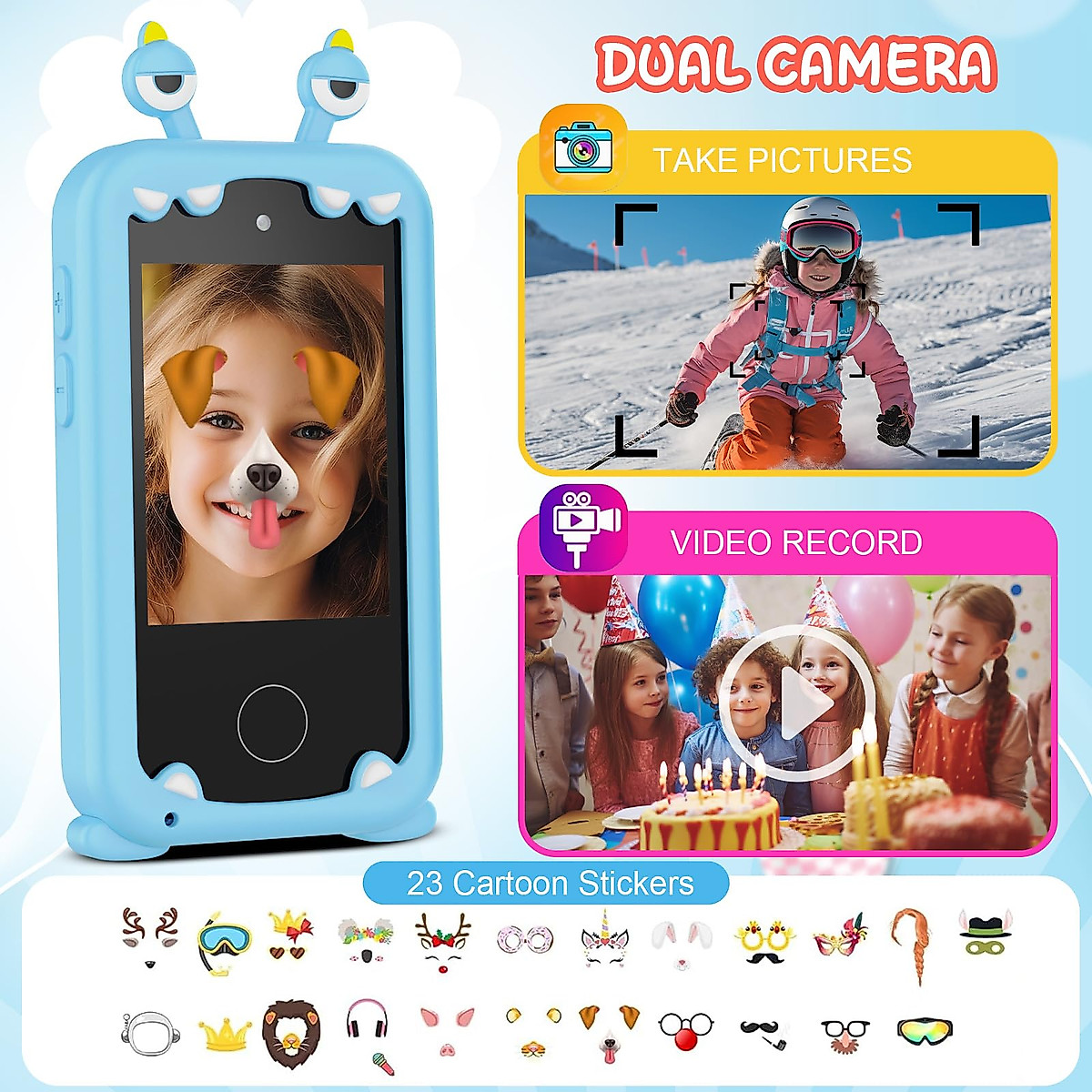 Diswoe Kids Smart Phone for Boys and Girls Dinosaur Toys 3 4 5 6 7 8 9 Years Old Touchscreen Cell Phone with 8GB SD Card and Multi APPs for Learning, Christmas Birthday Gifts for Kids Age 6-8