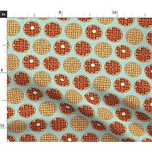 Spoonflower Fabric - Dark Mint Waffle Breakfast Food Printed on Petal Signature Cotton Fabric by The Yard - Sewing Quilting Apparel Crafts Decor