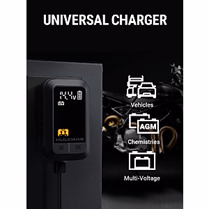 HULKMAN Sigma 1 Car Battery Charger, 1A 6V/12V Automatic Smart Trickle Charger, Battery Maintainer, and Desulfator with Intelligent Interface
