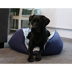 Sleepy Paws Ancol Square Bed for Dogs Navy and Iced Plush 70 x 60cm,Blue