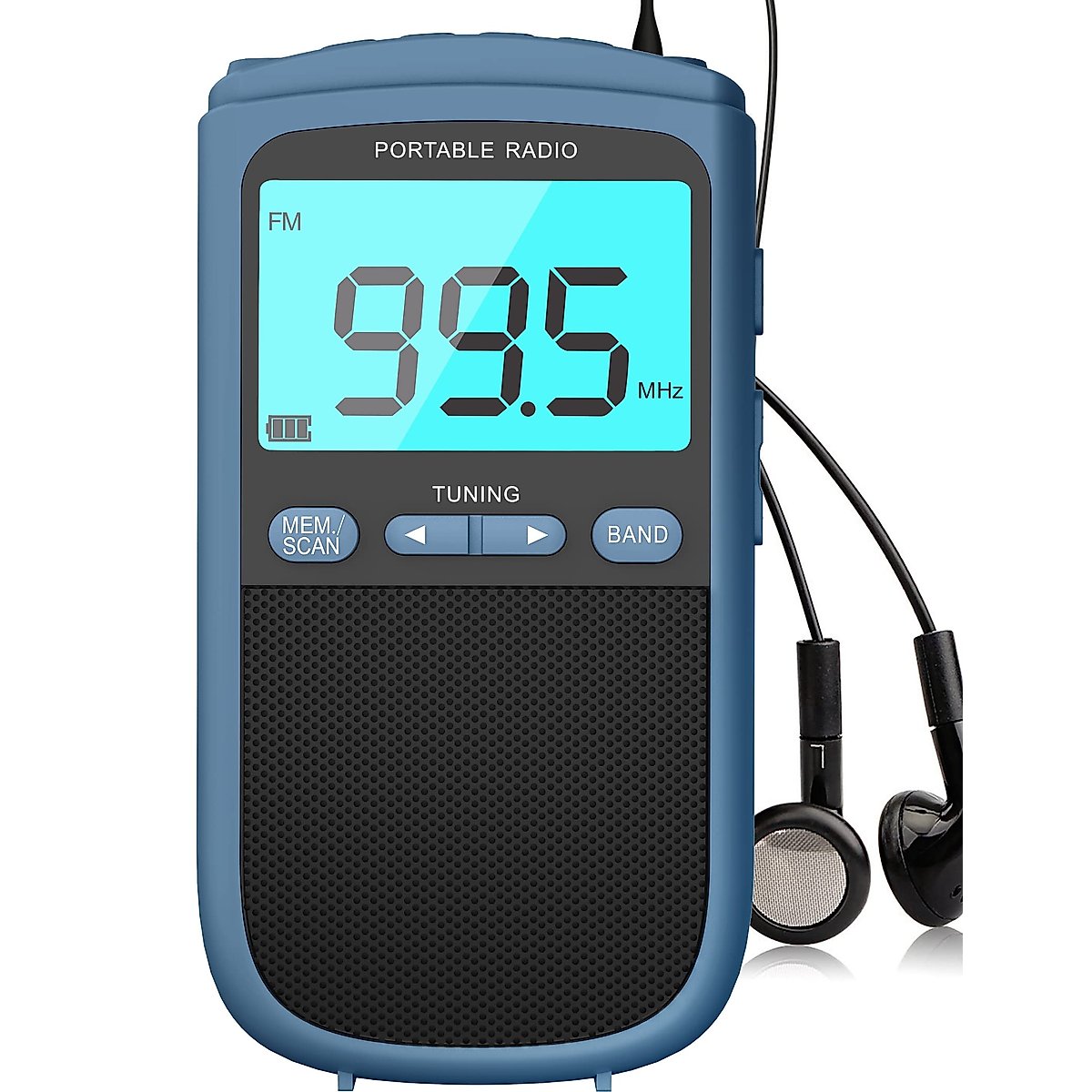 AM FM Walkman Radio: 900mAh Rechargeable Portable Transistor Pocket Radio with Best Reception Digital Tuning, LCD Screen,Stereo Earphone Jack, Sleep Timer and Alarm Clock for Jogging,Walking(Blue)