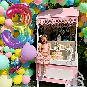 TONIFUL 40 Inch Rainbow Jelly Large Numbers Balloon 0-9 Birthday Party Decorations,Foil Mylar Big Number Balloon Digital 3 for Birthday Party,Bridal Shower Engagement Photo Shoot, Anniversary