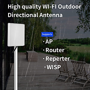 Outdoor 15dBi Dual Band WiFi 2.4GHz 5GHz 5.8GHz Long-Range Directional Panel Antenna with 10Ft Cable for WiFi Router Wireless Network Card Security IP Camera Video Surveillance Monitor, Eifagur