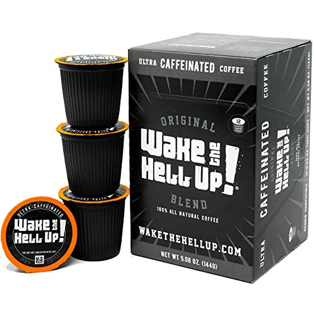 Wake The Hell Up! Dark Roast Single Serve Coffee Pods | Ultra-Caffeinated Coffee For K-Cup Compatible Brewers | 12 Count, 2.0 Compatible