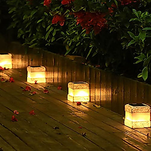 2 Pack Solar Rock Lights Outdoor - Solar Powered Landscape Ground Fake Rocks Light Waterproof with Warm LED Lights for Table Patio Yard Garden Pathway Walkway Decor(Grey)