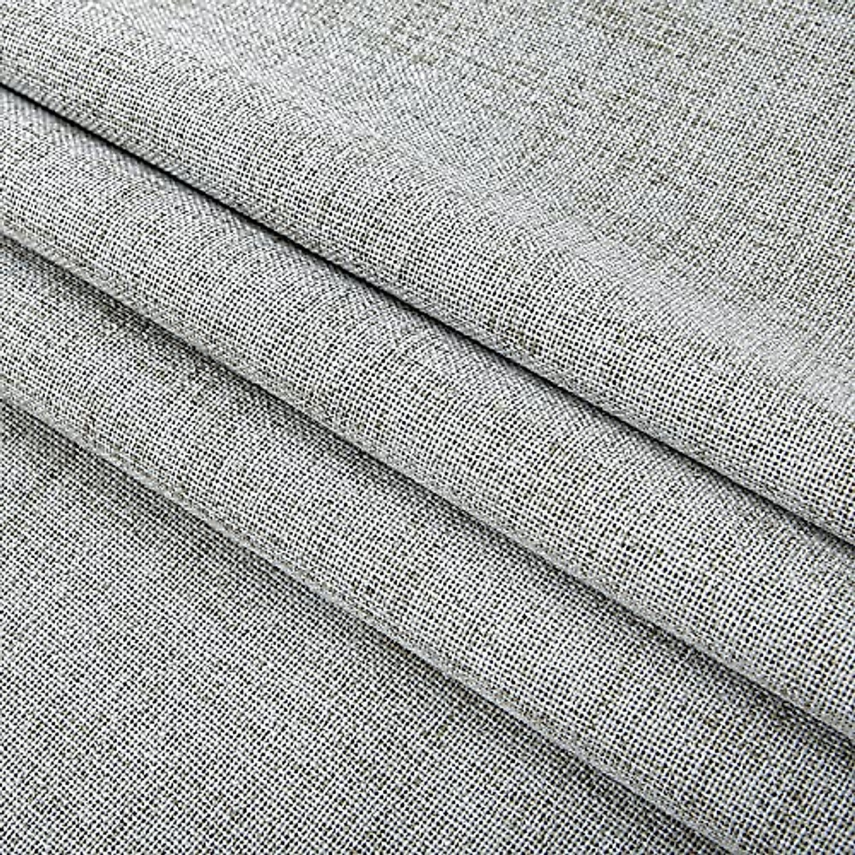 Top Finel Faux Linen 100% Blackout Heavy Curtains 84 Inches Long for Bedroom Living Room Thermal Insulated Drapes Room Darkening Rod Pocket Window Curtains, Light Grey Burlap, 2 Panels
