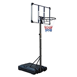 aukung Portable Basketball Hoop & Goal Basketball Stand Height Adjustable 6.2-8.5ft with 35.4Inch Transparent Backboard & Wheels for Youth Teenagers Outdoor Indoor Basketball Goal Game Play
