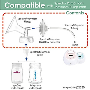Maymom Pump Parts Compatible with Spectra S2, Spectra S1, 9 Plus Pump Not Original Spectra Pump Parts Replace Spectra S2 Accessories and Spectra Flange. Inc Flange Backflow Protector Tubing (28mm)