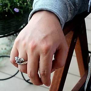 COSUMOSU 925 Sterling Silver Goat Aries Open Ring Adjustable