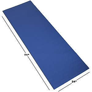 Yoga Mat - Double Sided 1/4-Inch Workout Mat - 71x24-Inch Exercise Mat for Home Gym Fitness or Pilates with Carrying Strap by Wakeman (Blue)
