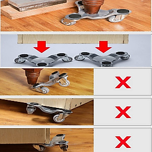 4 pcs 3Wheel Mover’ s Dolly,Steel tri-Dolly,300 lbs Load Capacity，for Mobile Furniture and Appliances