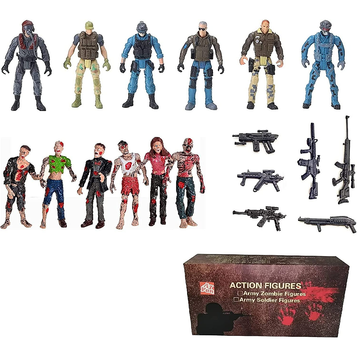 Ai-Fun 12PCS Action Figures Set, Special Force Soldier Figures, Fighting with Zombie Dead and Mercenary Figures Action Figures for Kids (Zombie and Mercenary)