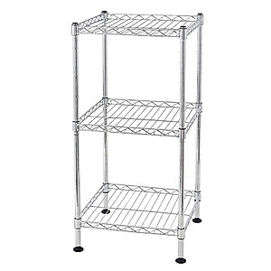 Metal Storage Rack,3-Tier Steel Wire Shelving Tower,Metal Storage Shelf Unit for Laundry Bathroom Kitchen Pantry Closet, Silver
