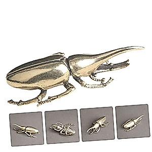 VOSAREA 2pcs Brass Ornament Beetle Model Garden Art Copper Figurines Brass Decor Brass Animal Ornament Coraline Decor feng Shui Statue Brass Statue Statues Table Decoration Delicate