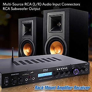 Pyle - 5 Channel Rack Mount Bluetooth Receiver, Home Theater Amp, Speaker Amplifier, Bluetooth Wireless Streaming, MP3/USB/SD/AUX/FM Radio, 200 Watt, w/Digital ID3 LCD Display from - PDA7BU.5
