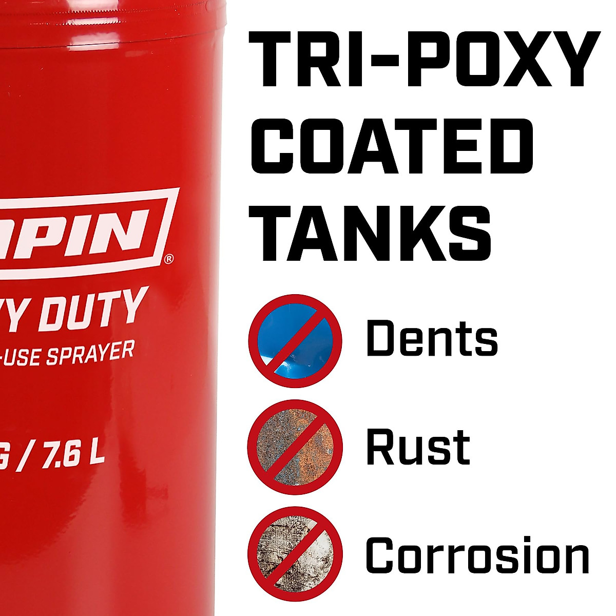 Chapin Made in the USA, 1244 2-Gallon Tri-Poxy Steel Tank Sprayer for Lawn, Home and Garden, Red