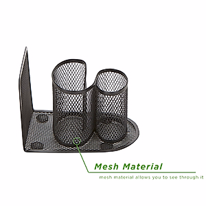 Mind Reader DCUPORG2-BLK 2 Pc Mesh Cup, Pen, Pencil, Paperclip, Office Supplies Storage Organizer, Black