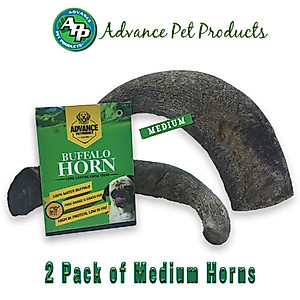 Buffalo Horn 2 Pack Medium Long Lasting 100% Natural Water Dog Chews (2 Pack Medium)