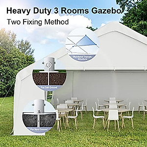 Morngardo Canopy Tent for Parties Heavy Duty 20'x20' Car Tent Metal Carport Portable Garage with Removable Sidewalls, White
