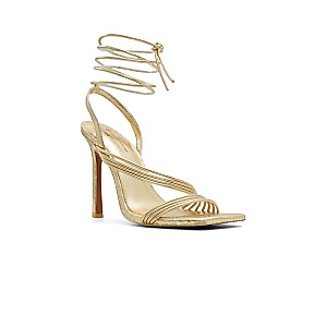 Call It Spring Women's Cherries Heeled Sandal, Gold, 8.5
